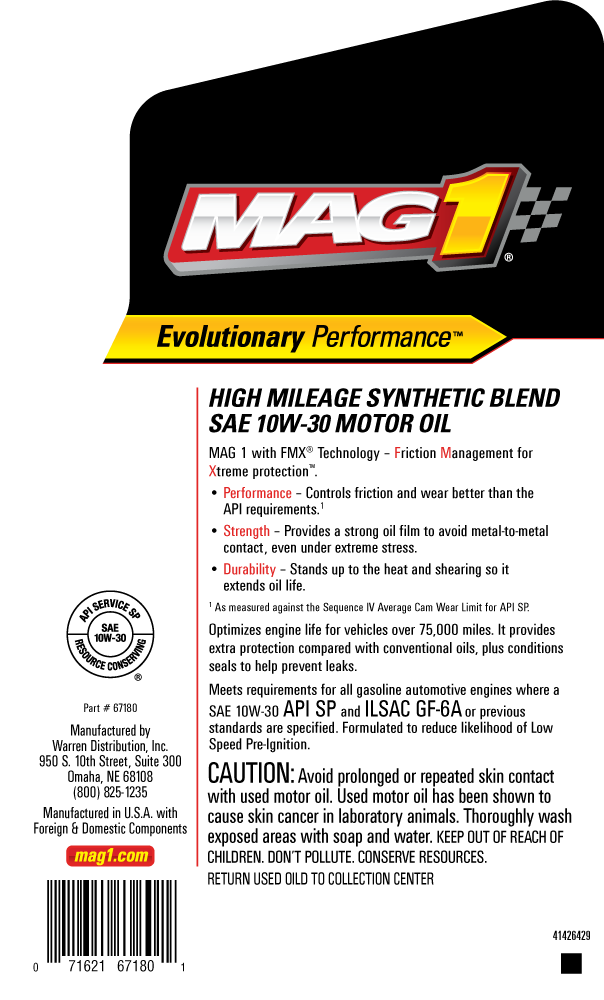 MAG 1® High Mileage Synthetic Blend 10W‑30 Motor Oil - Mag 1